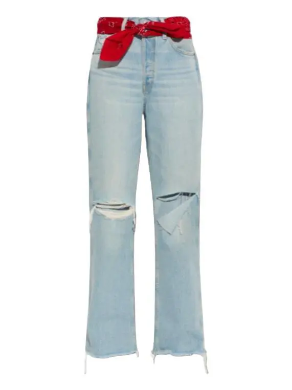 RE/DONE High-rise Distressed Jeans - Gray