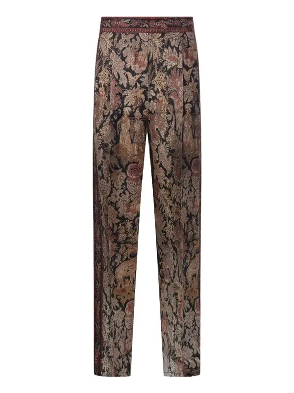 PIERRE-LOUIS MASCIA Printed Elasticated Waist Trousers - Brown