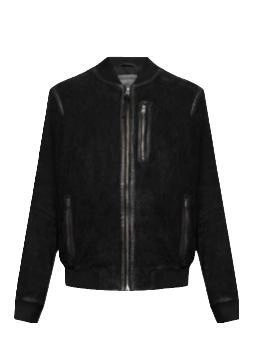 ALLSAINTS Suede Zip Bomber Jacket - Black
