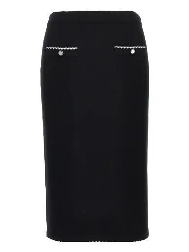 Tory Burch Button Detail Pencil Midi Skirt - Black