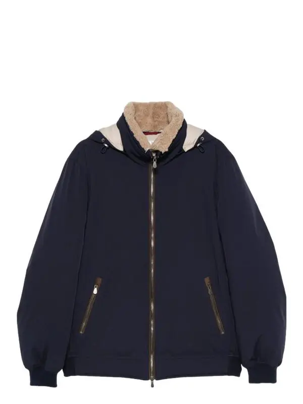 Brunello Cucinelli Shearling-collar Zip-up Hooded Jacket - Black
