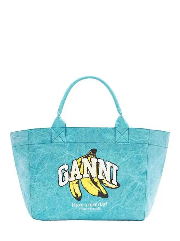 GANNI Banana Print Tote Bag - Blue