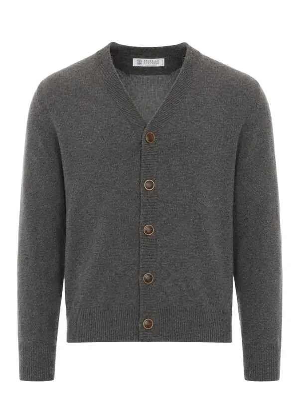 Brunello Cucinelli Buttoned V-neck Cardigan - Grey