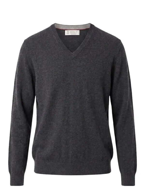 Brunello Cucinelli Cashmere V-neck Sweater - Black