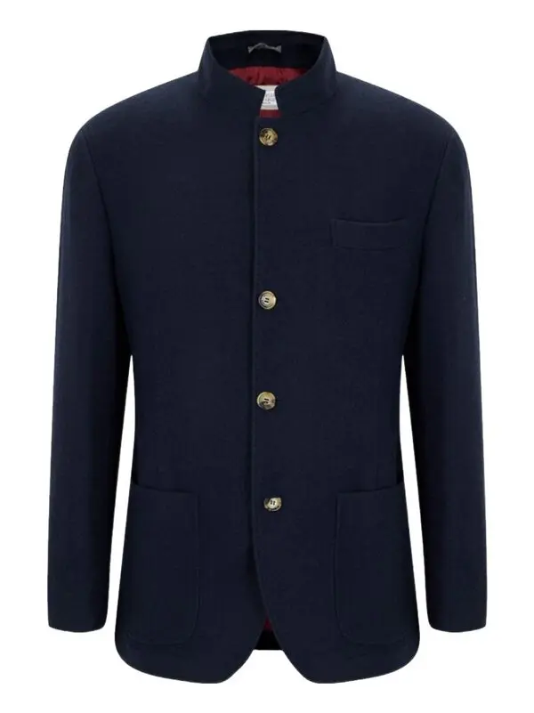 Brunello Cucinelli Long Sleeve Casual Jacket - Navy Blue  Ruby Red