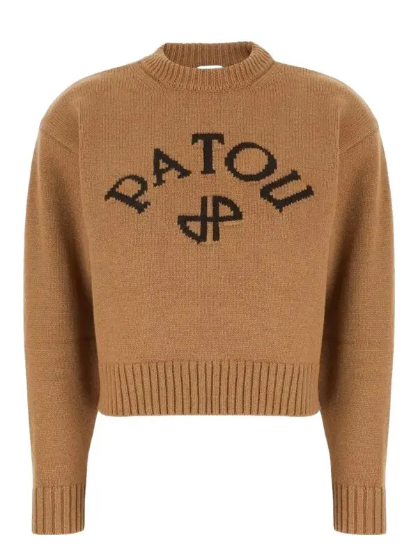 PATOU Wool Blend Crew Neck Long-sleeved Sweater - Brown