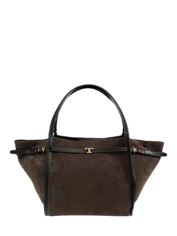 TOD'S Timeless Belt Detail Tote Bag - Brown