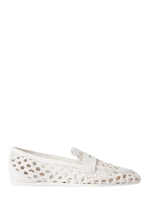 STUART WEITZMAN Woven Leather Loafers - White
