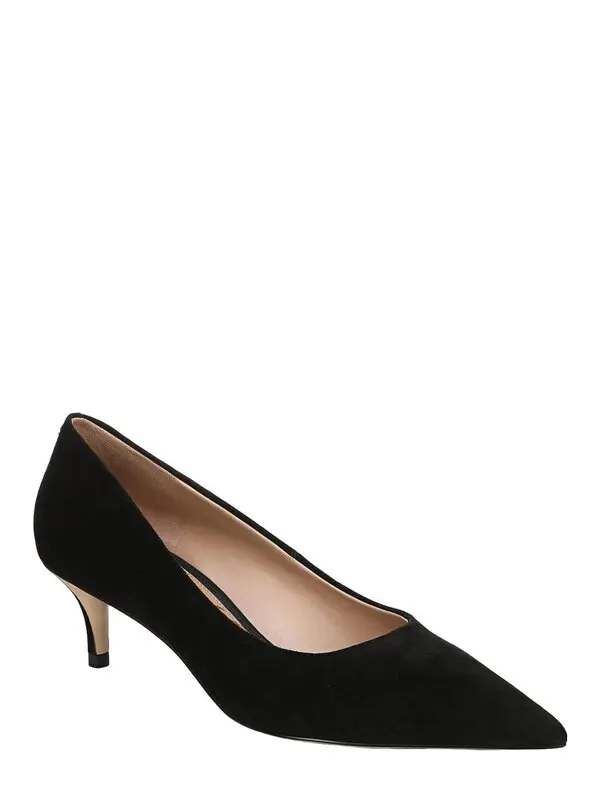 Sam Edelman Pointed Toe Kitten Heel Pumps - Black