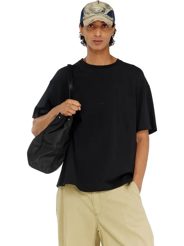 DIESEL® Cotton-interlock T-shirt With Logo Embroidery - Black