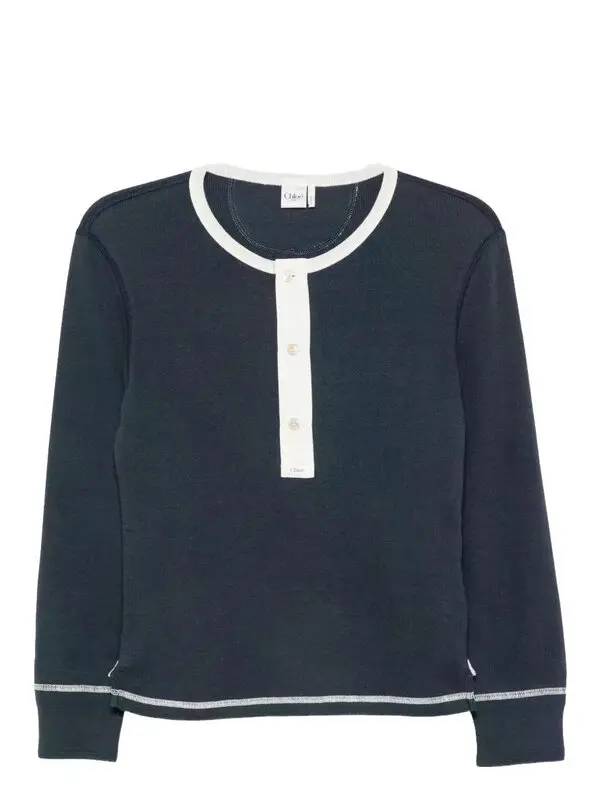 Chloé Button-placket Long-sleeve Top - Blue