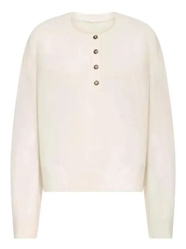 Loulou De Saison Oversized Cashmere Henley Sweater - Neutrals