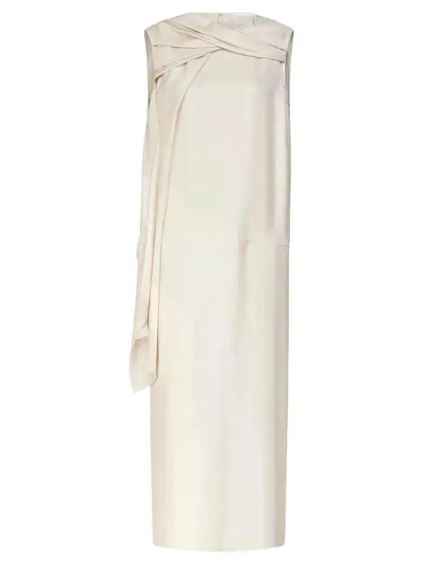 Loulou De Saison Izia Draped Silk-twill Dress - Neutrals