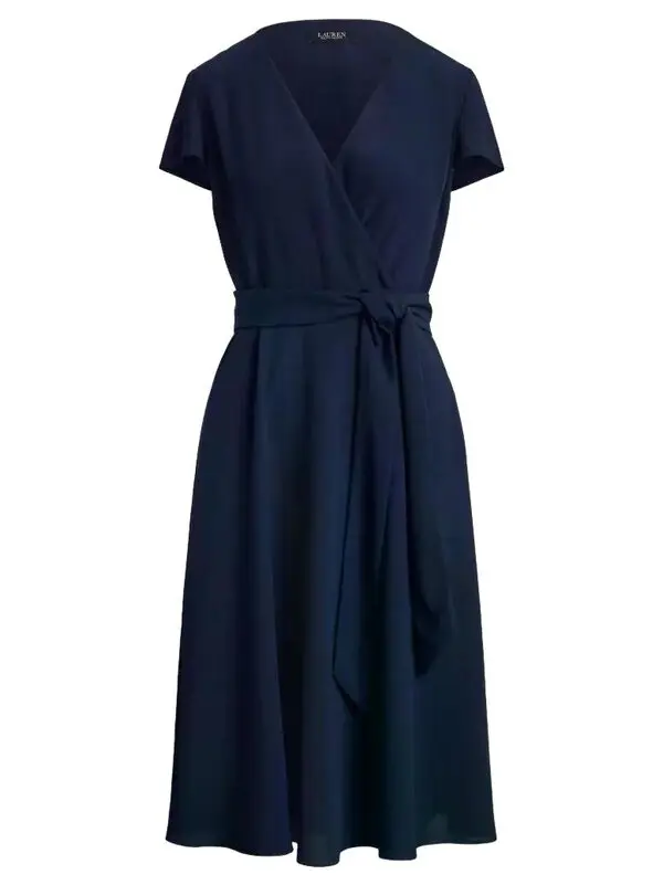 Ralph Lauren Belted Georgette Surplice Midi Dress - Blue
