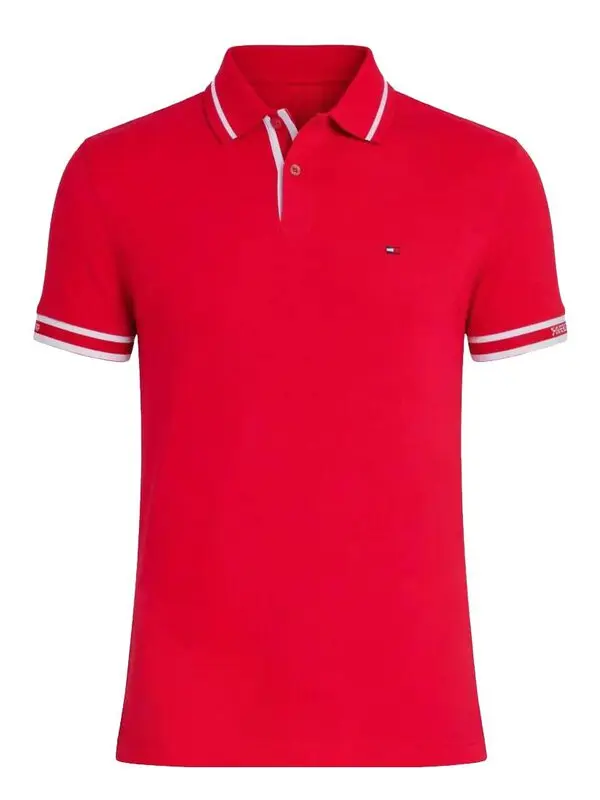 Tommy Hilfiger Striped Sleeve Polo Shirt - Red