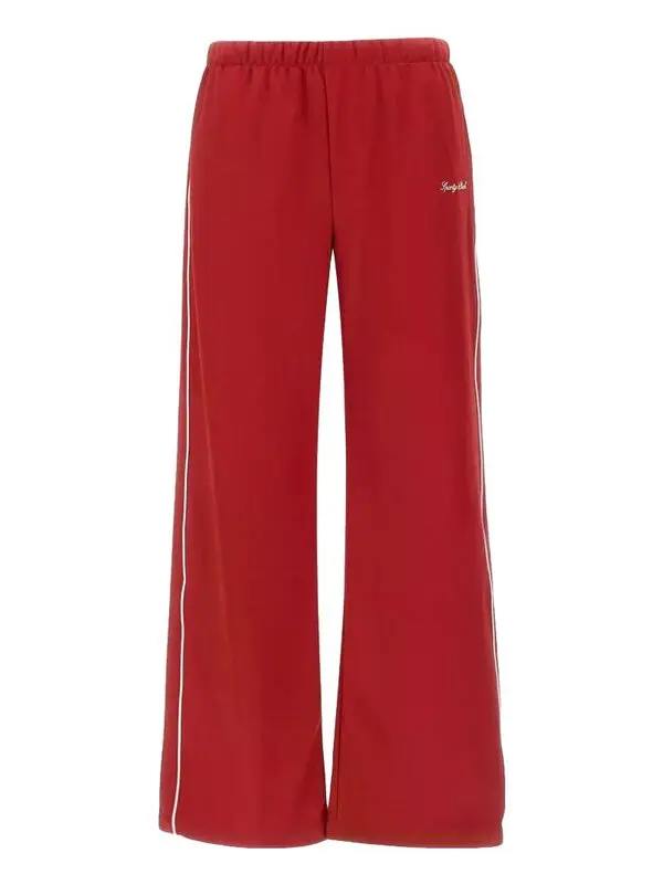 SPORTY & RICH Logo Embroidered Trimmed Track Pants - Red