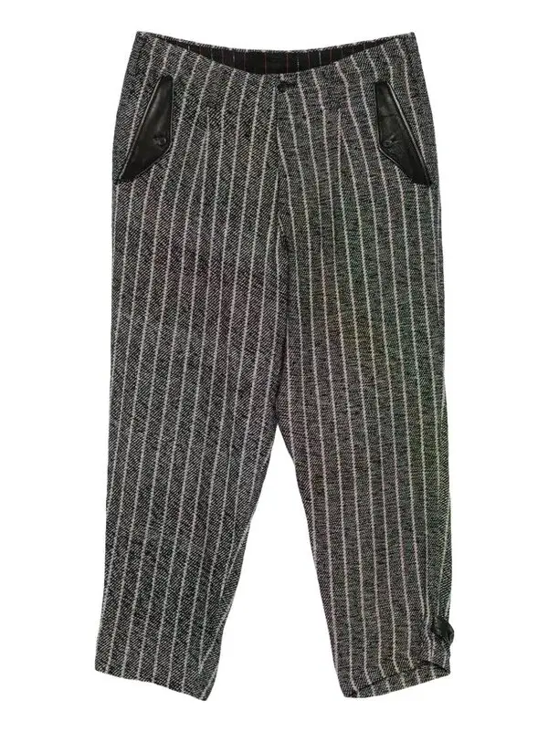 Yohji Yamamoto Striped Tailored Trousers - Black