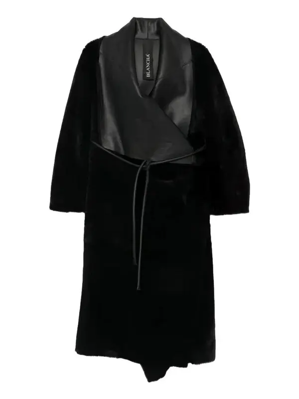 BLANCHA Shearling And Leather Panel Coat - Black