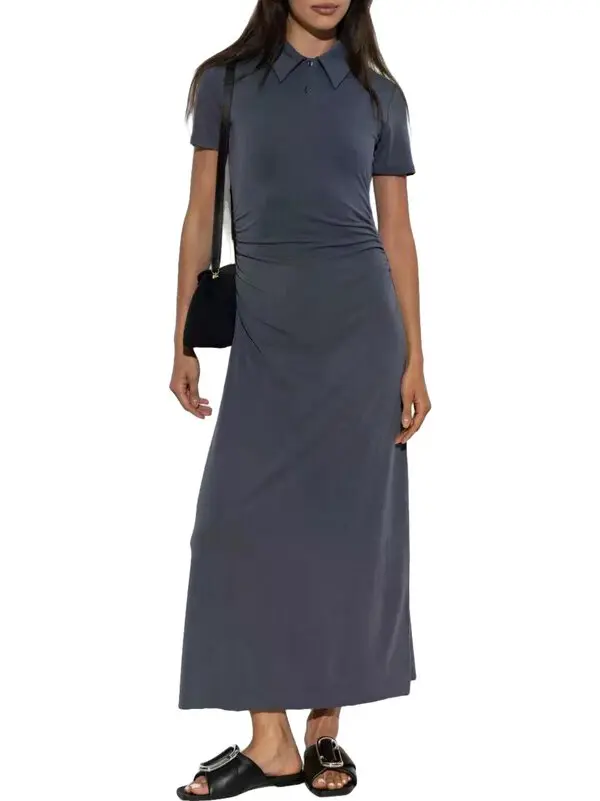 SAMSOE SAMSOE Sasun Ruched Polo-collar Maxi Dress - Blue