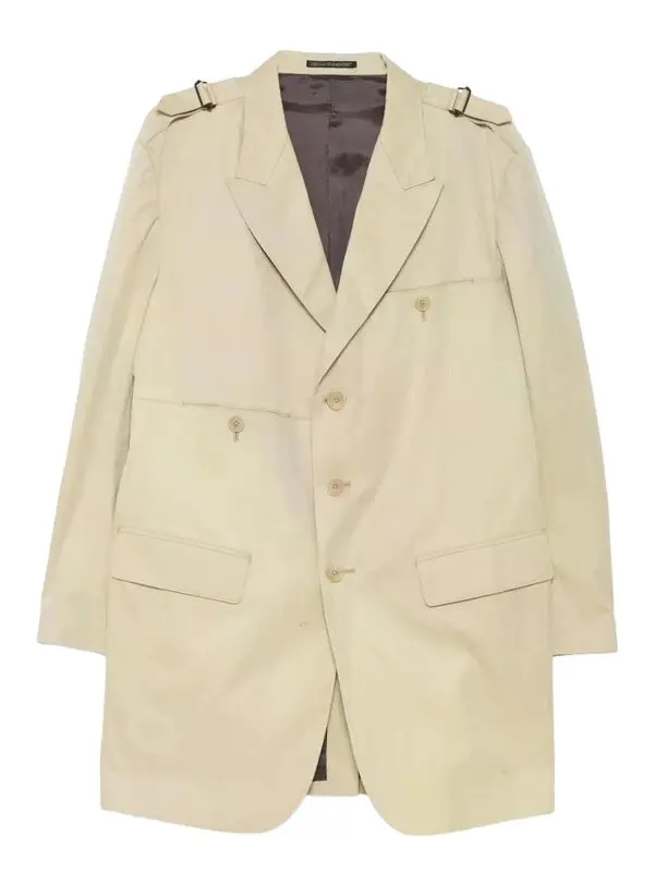 Yohji Yamamoto Buckle-detail Peaked-lapel Blazer - Neutrals