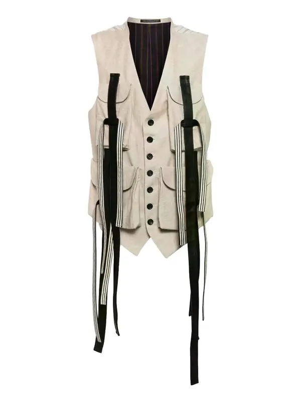 Yohji Yamamoto Cargo Pockets Canvas Vest - Neutrals