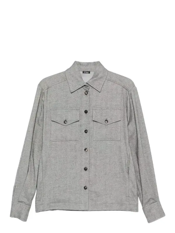 Kiton Herringbone Pocket Shirt - Grey
