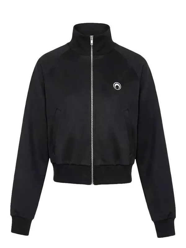 MARINE SERRE Organic Cotton Moon Logo Zip-up Sweatshirt - Black