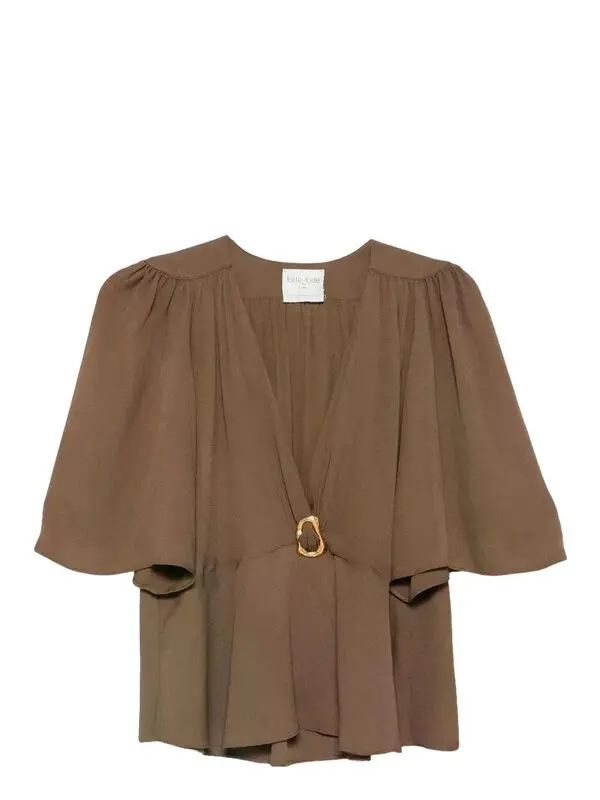 FORTE_FORTE Draped Top With Hammered Ring Detail - Brown