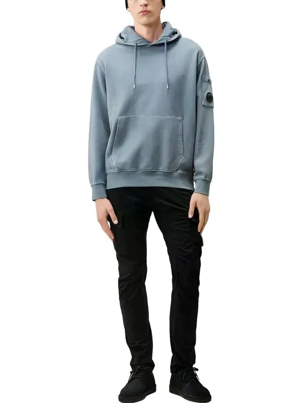 C.P. COMPANY Cotton Hoodie With Lens Detail - Blue