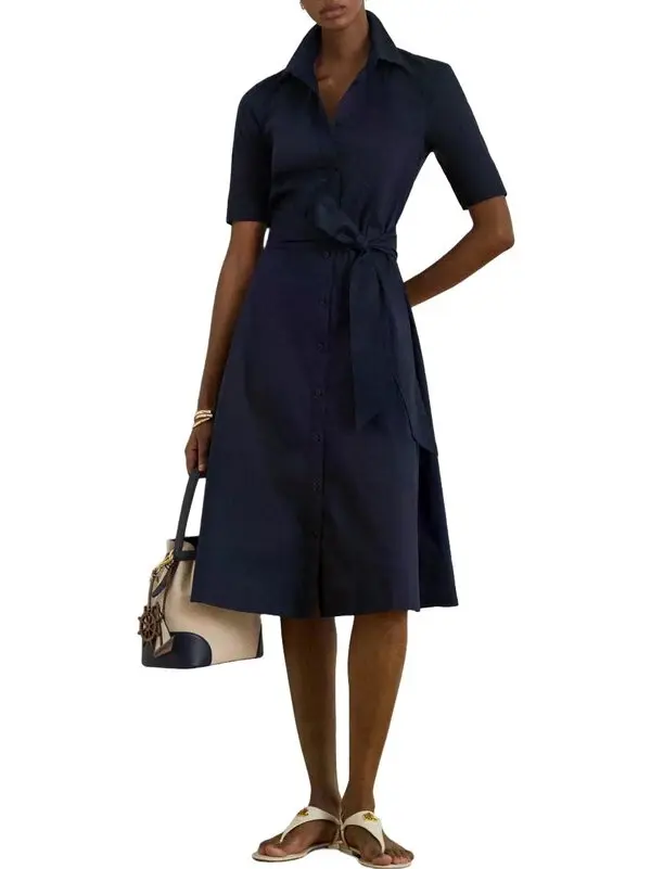 Ralph Lauren Belted Cotton-blend Midi Shirt Dress - Blue