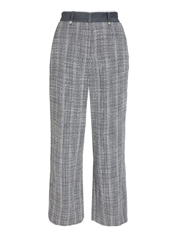 Maje Embellished Tweed Wide-leg Trousers - Gray