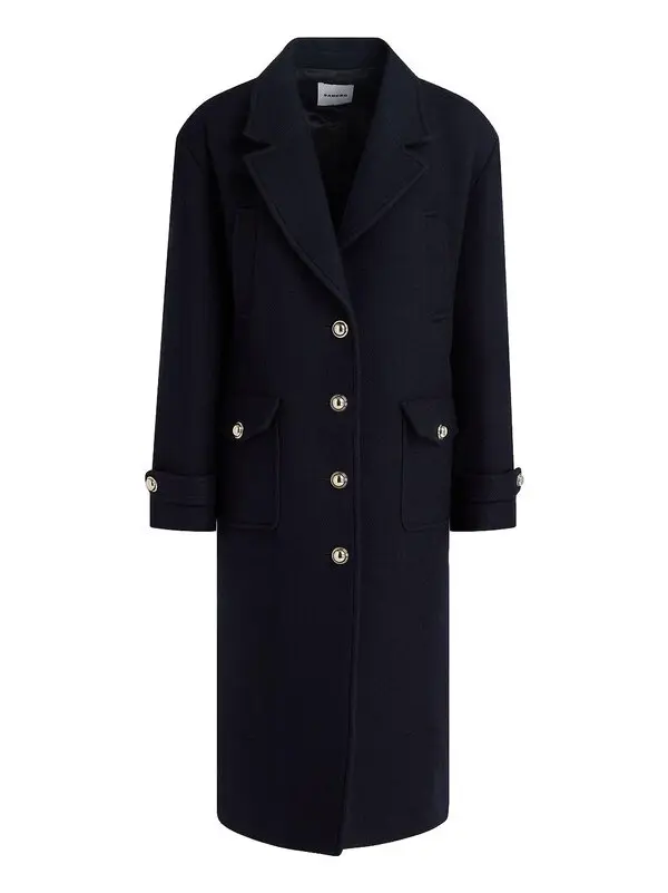 Sandro Felt Coat With Flap Pockets - Navy