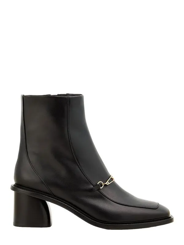 Sandro Embellished Leather Ankle Boots - Black