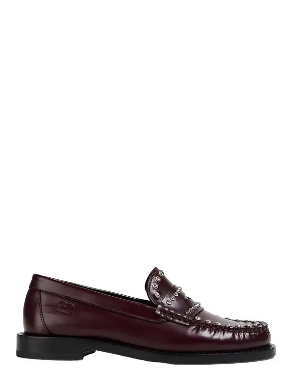 Sandro Embellished Leather Loafers - Merlot