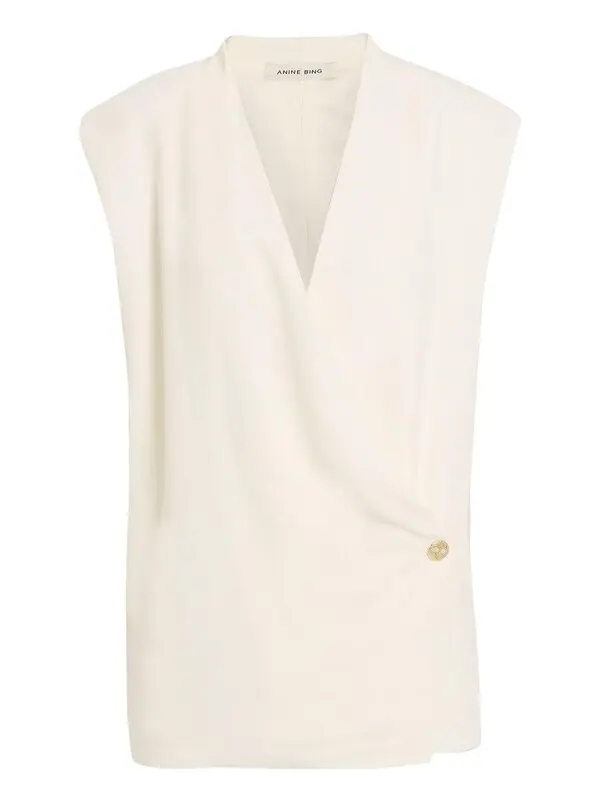 ANINE BING Venice Crepe Wrap Top - Ivory