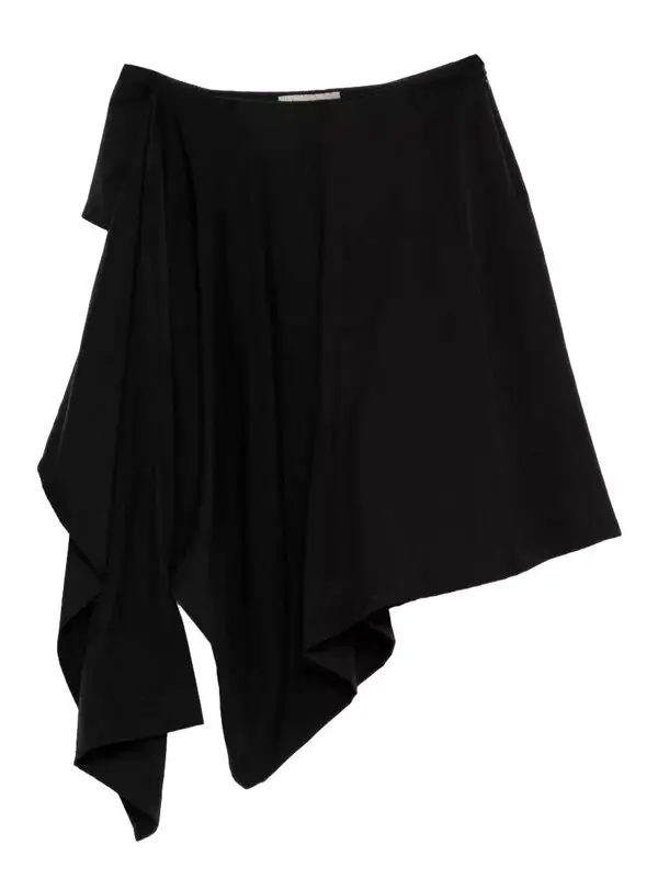 Yohji Yamamoto Gauze Herringbone Draped Skirt - Black