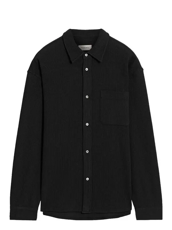 FRAME Waffleknit Cotton Shirt - Black