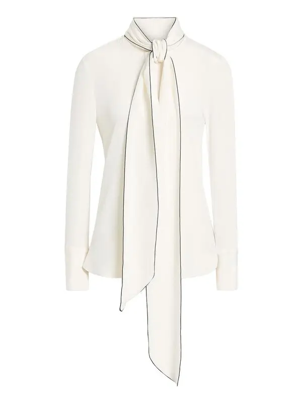 Adam Lippes Silk Blouse With Tie Neck - Ivory