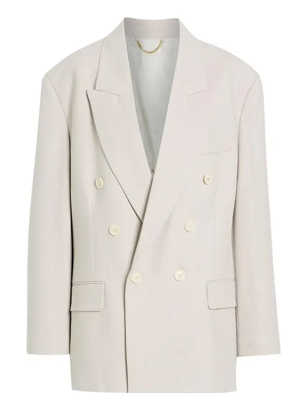 Victoria Beckham Double-breasted Twill Blazer - Stone
