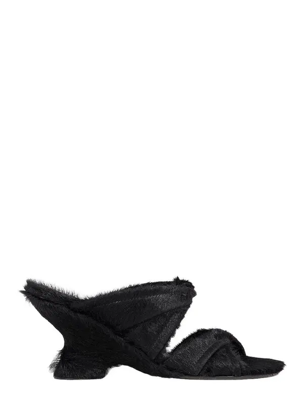 Dries Van Noten Twisted Calf Hair Mules - Black