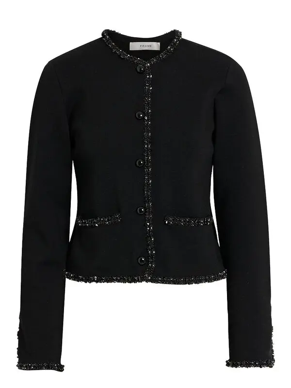 FRAME Embellished Wool-blend Jacket - Black