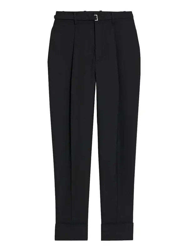 FRAME Cuffed Twill Tapered Pants - Black