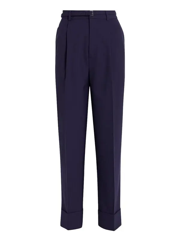 FRAME The Cuffed Twill Tapered High-rise Belted Pants - Purple