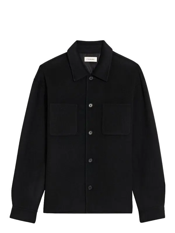 FRAME Wool Jacket With Buttoned Cuffs And Chest Pockets - Black