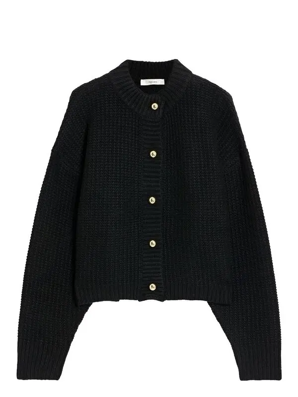 FRAME Femme Wool And Cashmere-blend Cardigan - Black