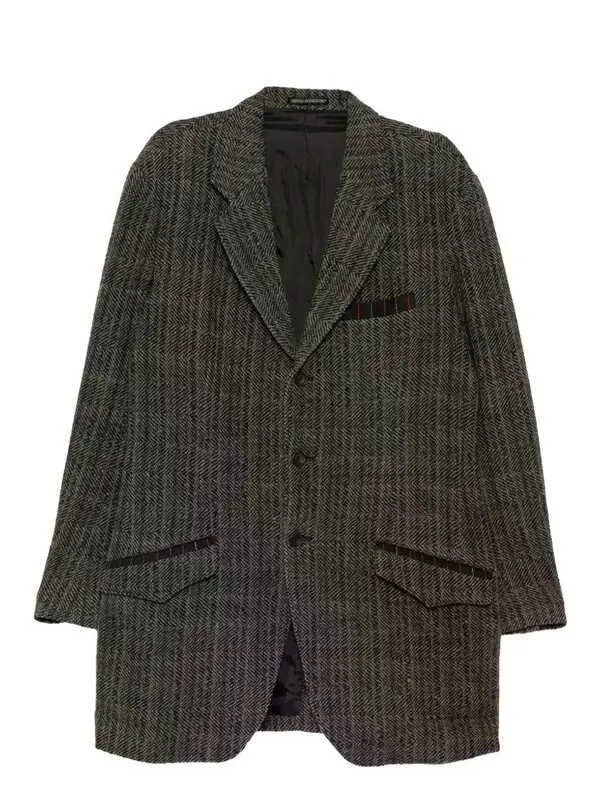 Yohji Yamamoto Herringbone-pattern Blazer - Grey