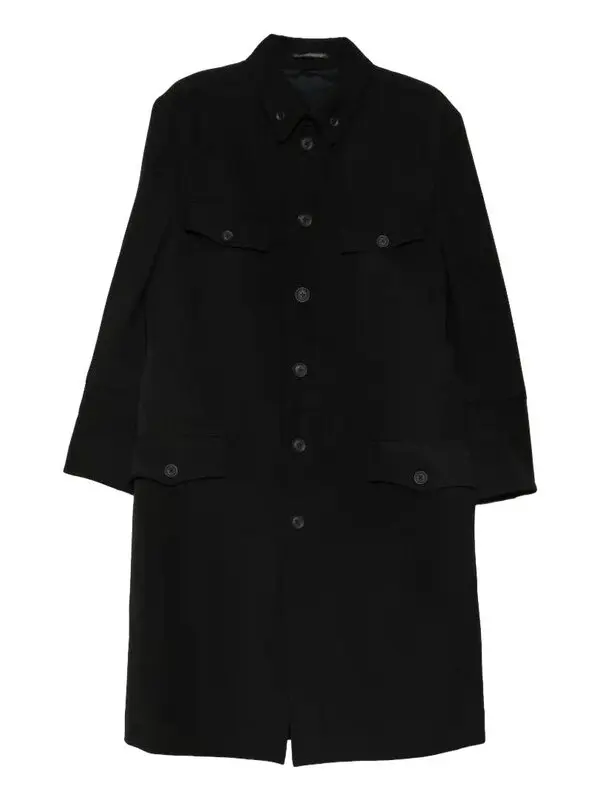 Yohji Yamamoto Single-breasted Coat With Box-pleat Detailing - Black