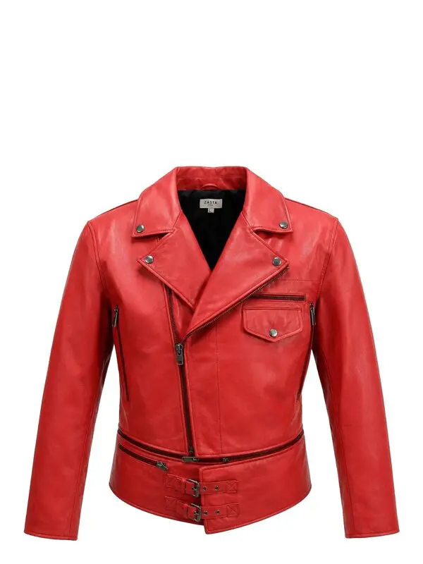 ZASTASTUDIO Leather Biker Jacket - Red