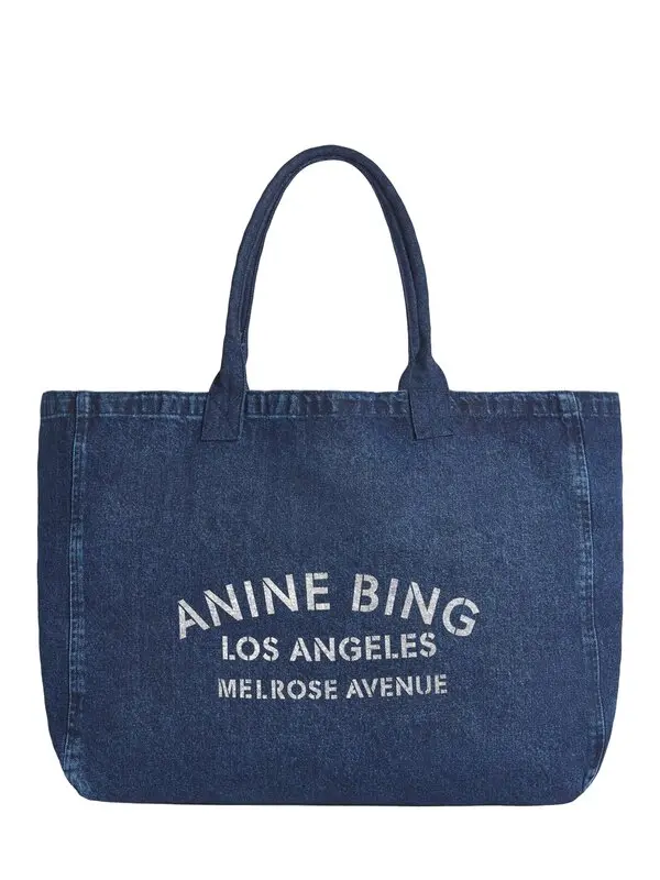 ANINE BING Denim Leo Tote Bag - Blue