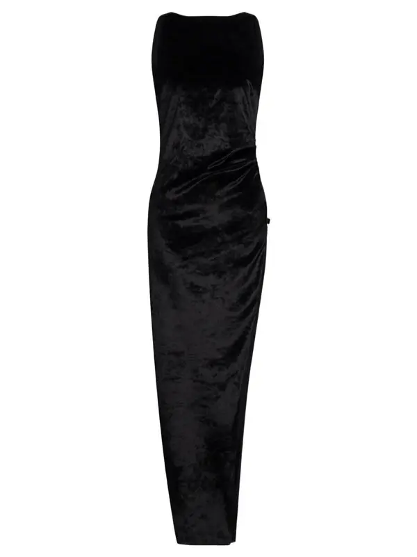 DONDUP Velvet Sleeveless Open Back Dress With Side Slit - Black